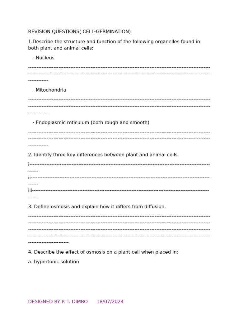 Cell Structure and Reproduction Guide | PDF | Flowers | Osmosis