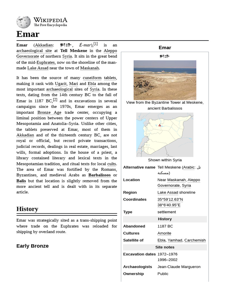 Emar | PDF | Ancient Near East | 3rd Millennium Bc