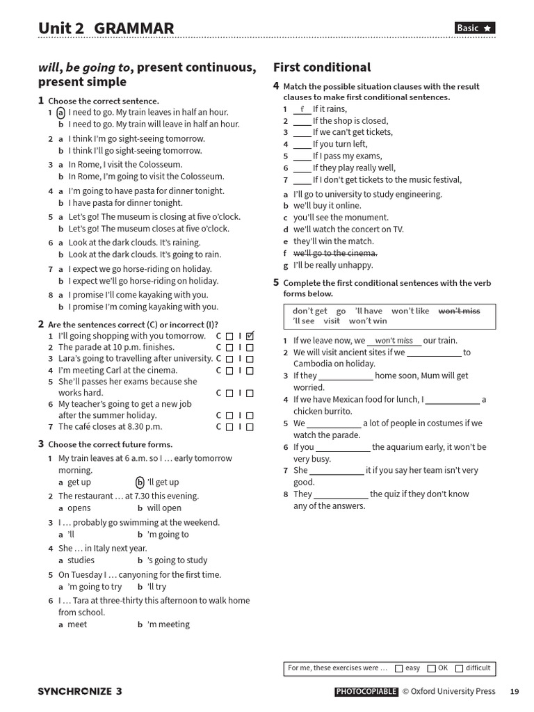 Synchronize3 TRB Worksheets Unit 2 Basic Grammar | PDF | Syntax | Linguistics