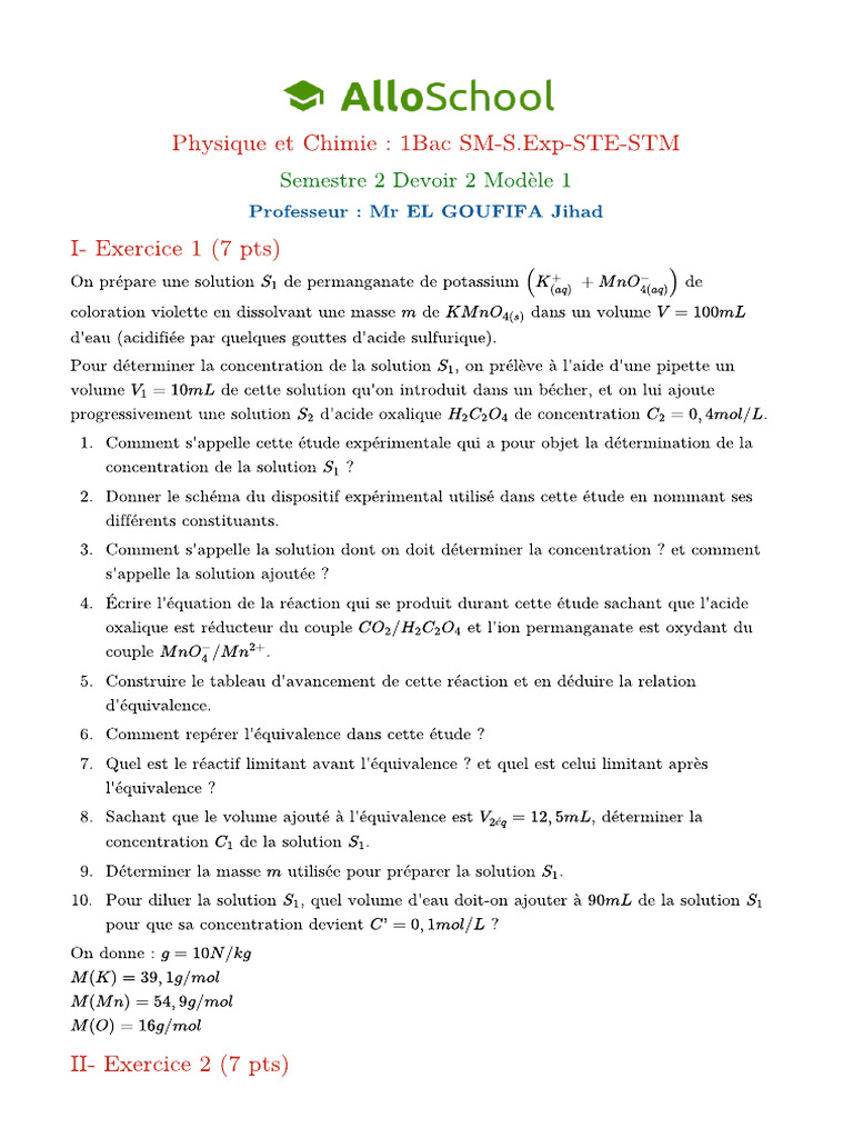 pc-1bac-sm-s-exp-ste-stm-semestre-2-devoir-2-modele-1-3 | PDF