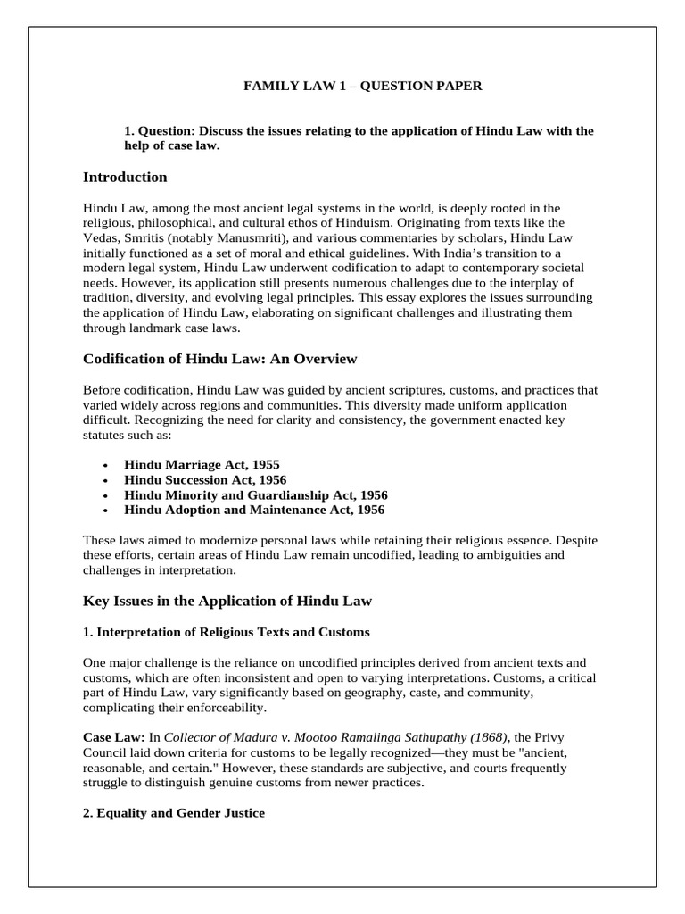 Family Law 1 - Question Paper | PDF | Alimony | Will And Testament