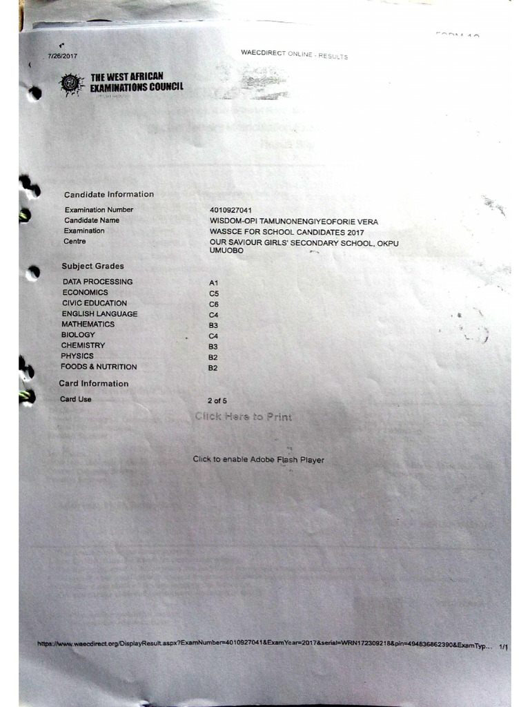 Waec Transcripts | PDF