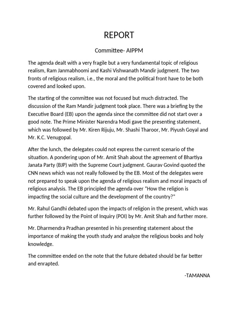 DAY-1 Report AIPPM Tamanna | PDF