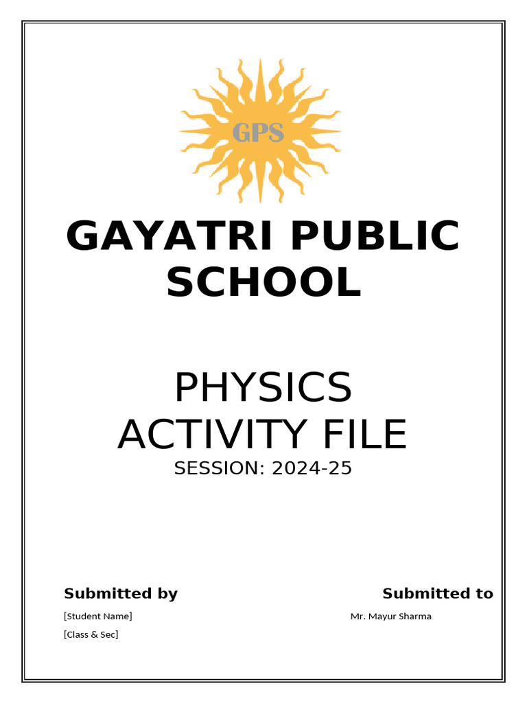 Physics Activity File Cover Page | PDF