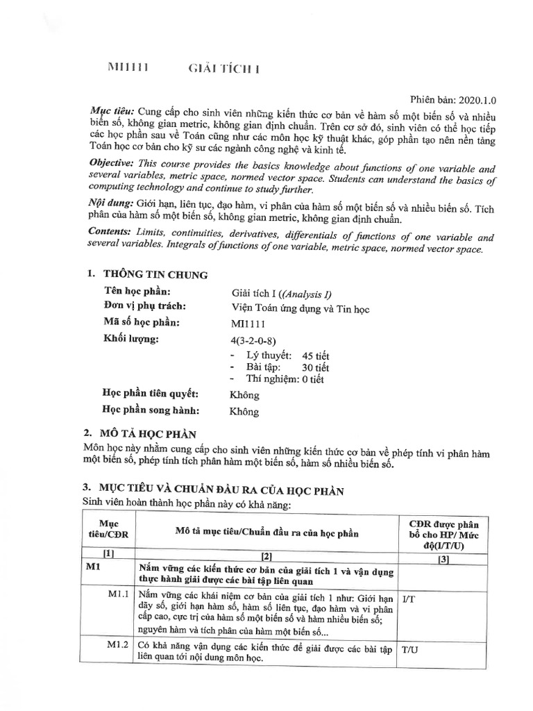 KSTN-MI1111-GIẢI TÍCH 1 (1) | PDF