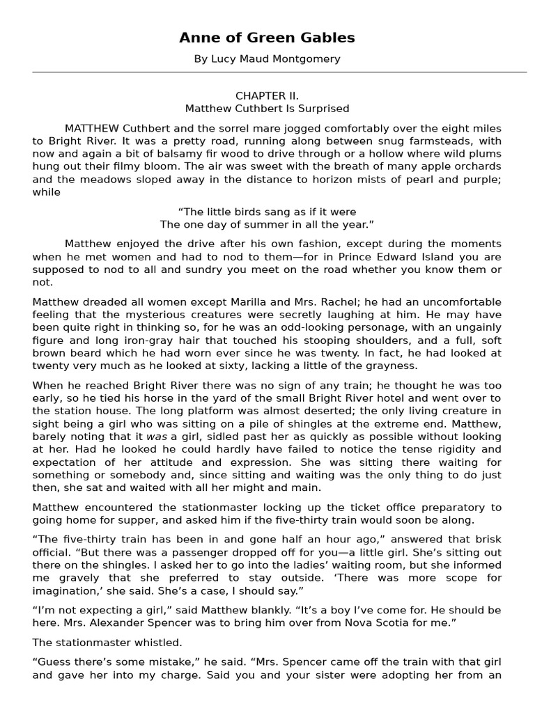 Anne of Green Gables | PDF | Anne Of Green Gables | Anne Shirley