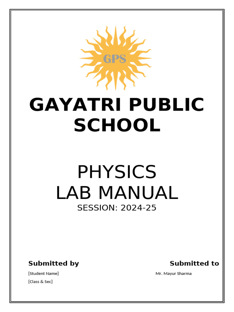 Physics Lab Manual Cover Page | PDF