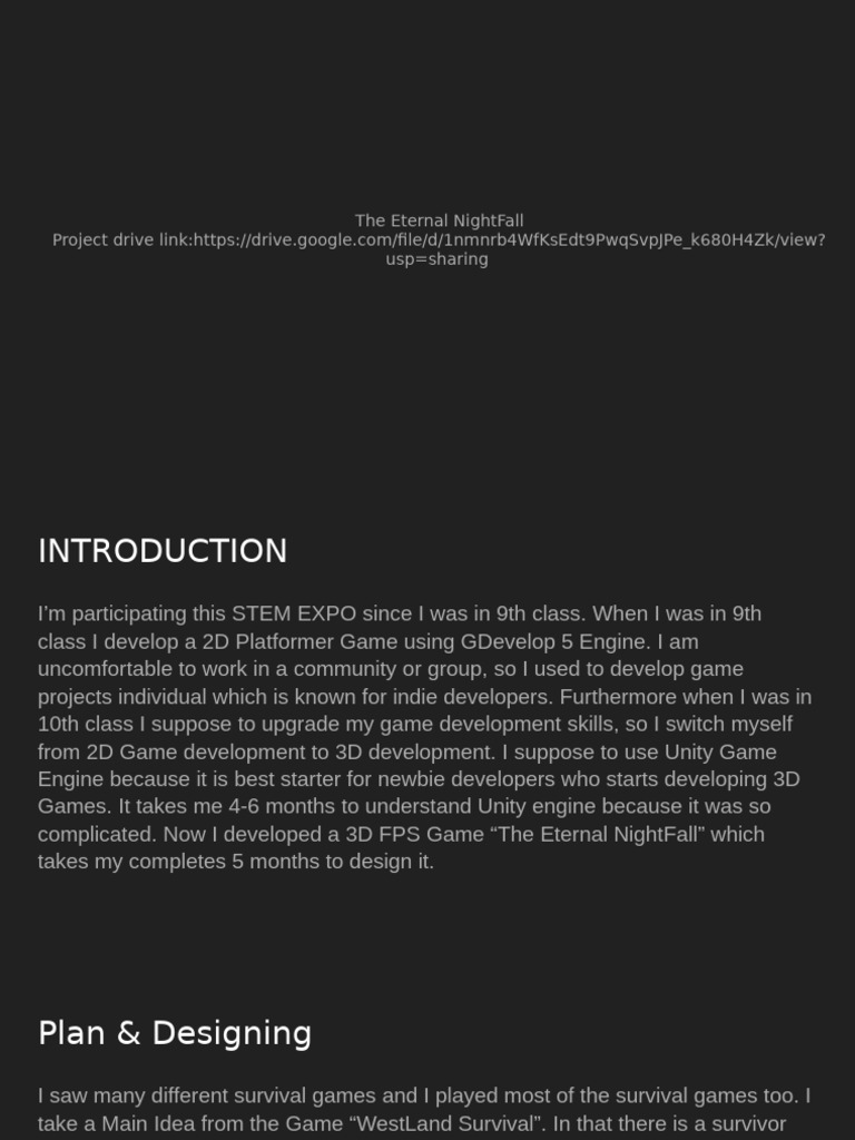The Eternal NightFall | PDF | Unity (Game Engine) | C Sharp (Programming Language)