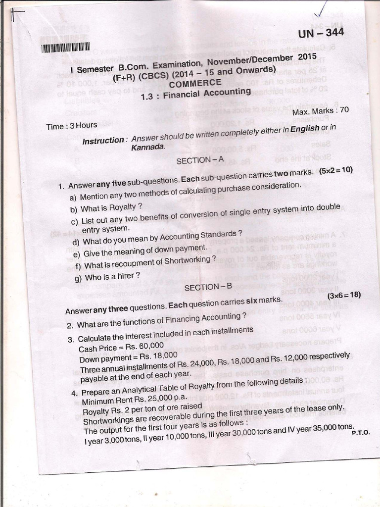 Bcom 1sem Financial Accounting | PDF