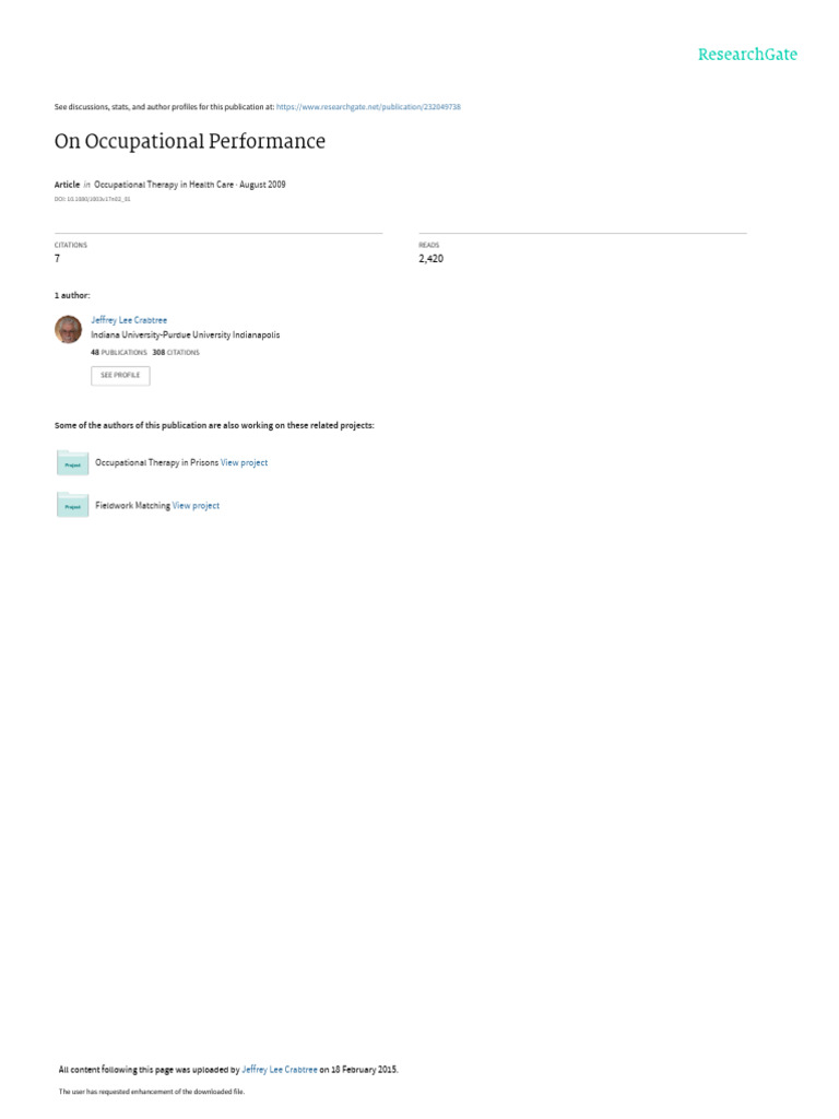 On Occupational Performance | PDF | Occupational Therapy