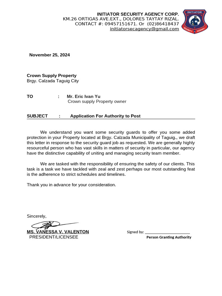 AUTHORITY TO POST Crown Supply | PDF