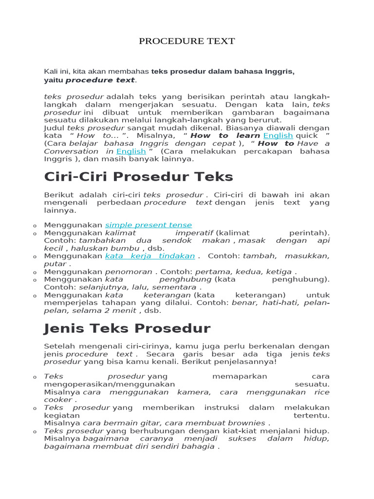 Materi PROCEDURE TEXT | PDF