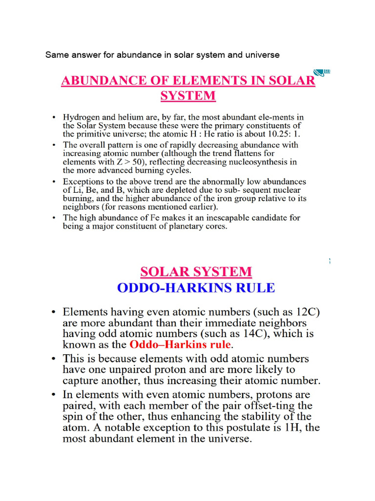Cosmic Abundance of Elements | PDF