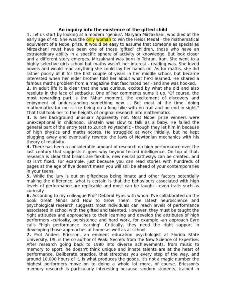 An Inquiry Into The Existence of The Gifted Child | PDF | Intellectual ...