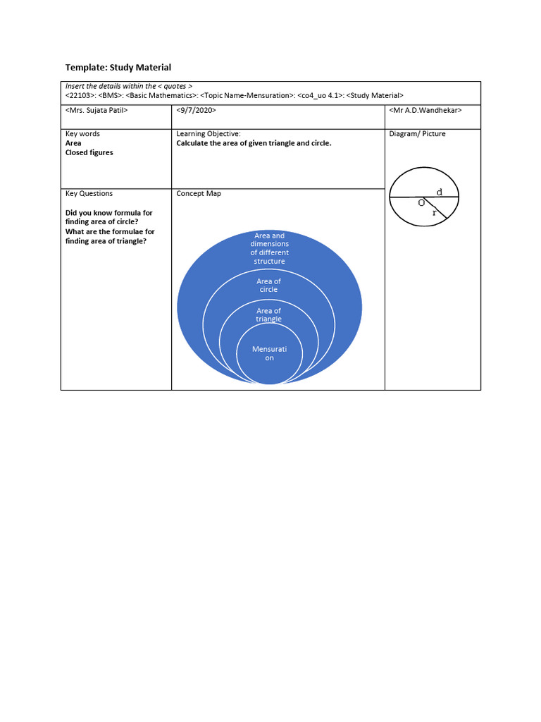 Study Material Co4 - Uo4.1 | PDF | Area | Triangle