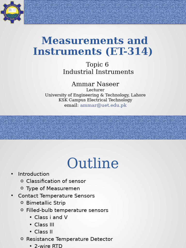 Topic 6 - Temperature Sensor | PDF | Thermocouple | Electrical Resistance And Conductance