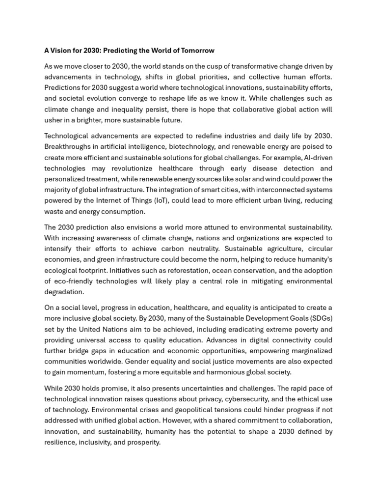 A Vision for 2030 | PDF | Sustainability | Sustainable Development