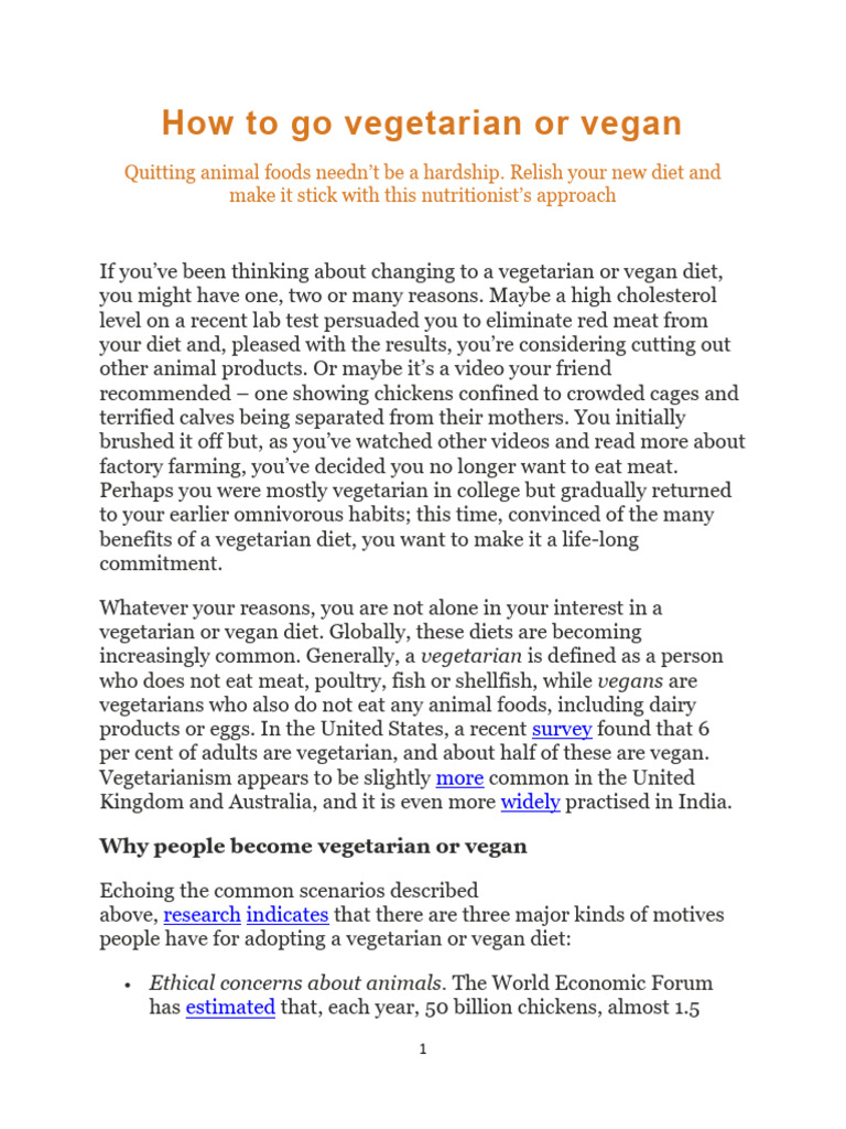 How To Go Vegetarian or Vegan | PDF | Vegetarianism | Veganism