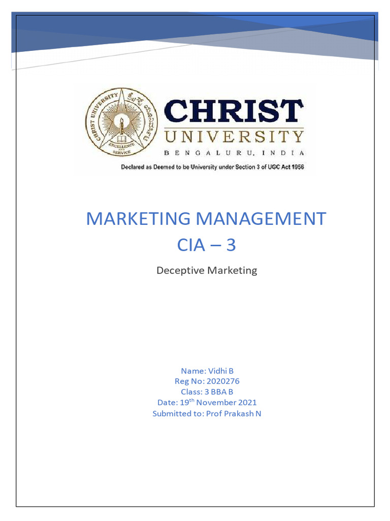 Marketing Management CIA 3 | PDF