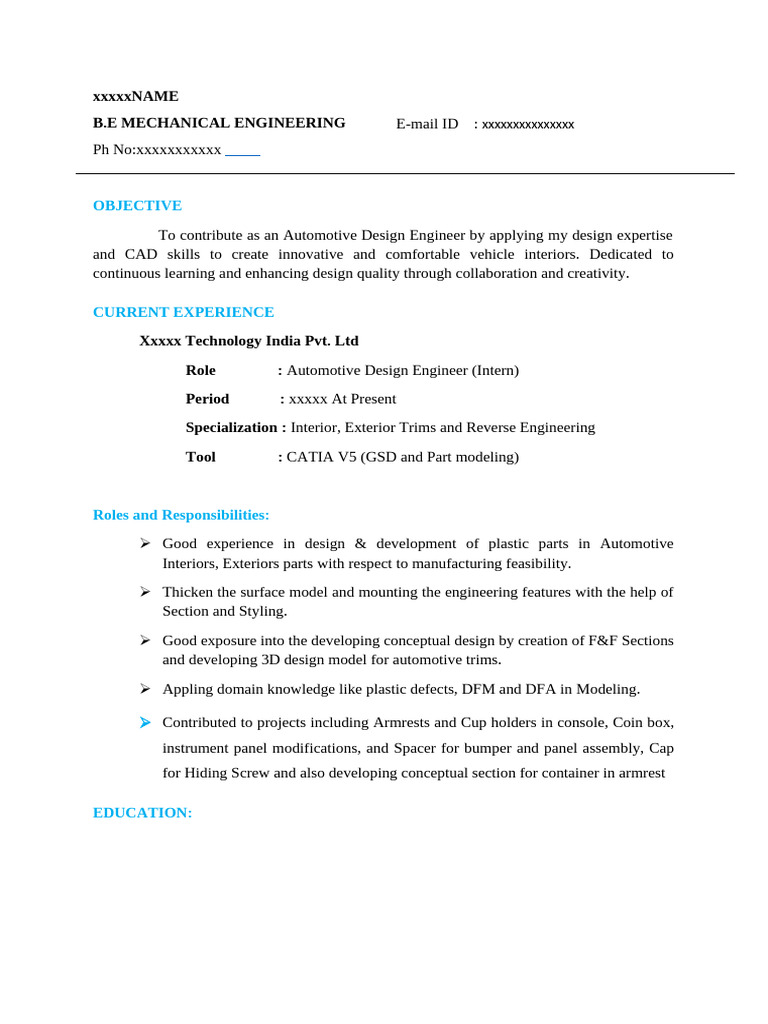 Automotive Design Engineer Resume | PDF