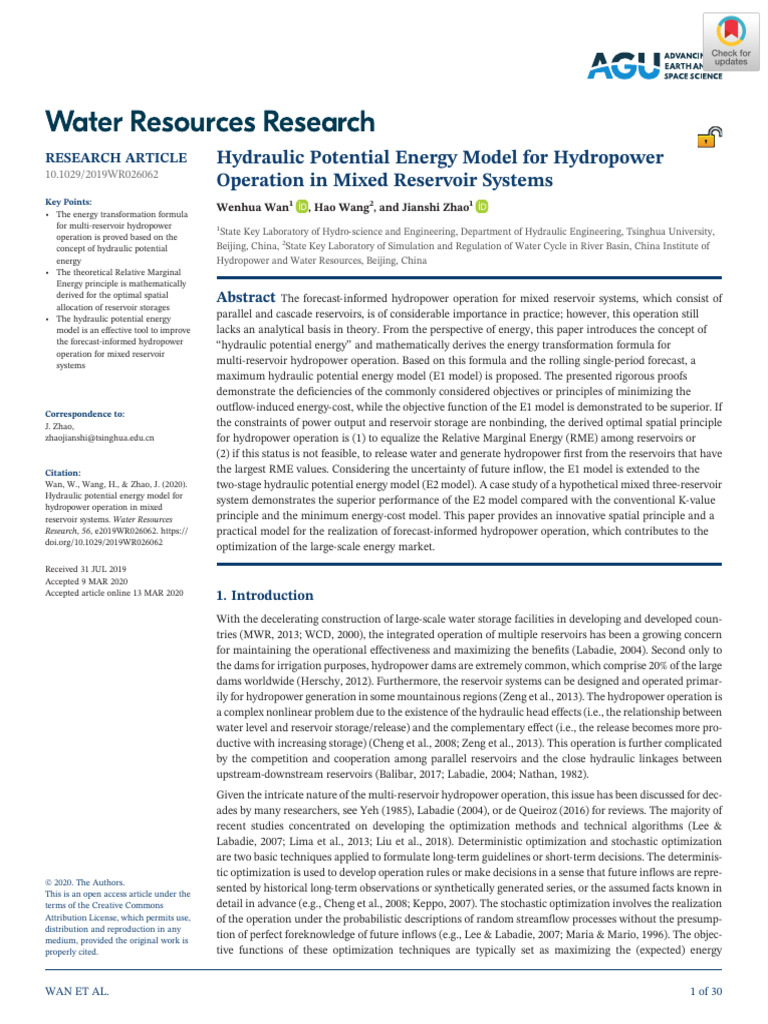 WAN2019_Hydraulic Potential Energy Model for Hydropower Operation in Mixed Reservoir Systems ...
