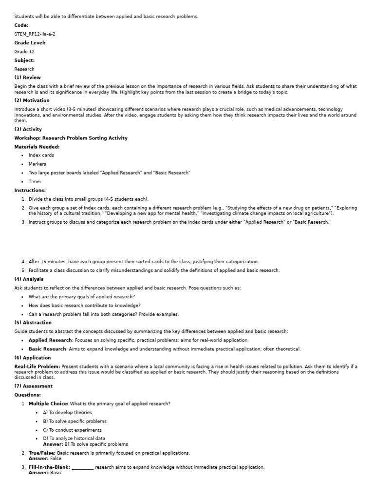 Week 2 Lesson Plan | PDF | Knowledge | Theory
