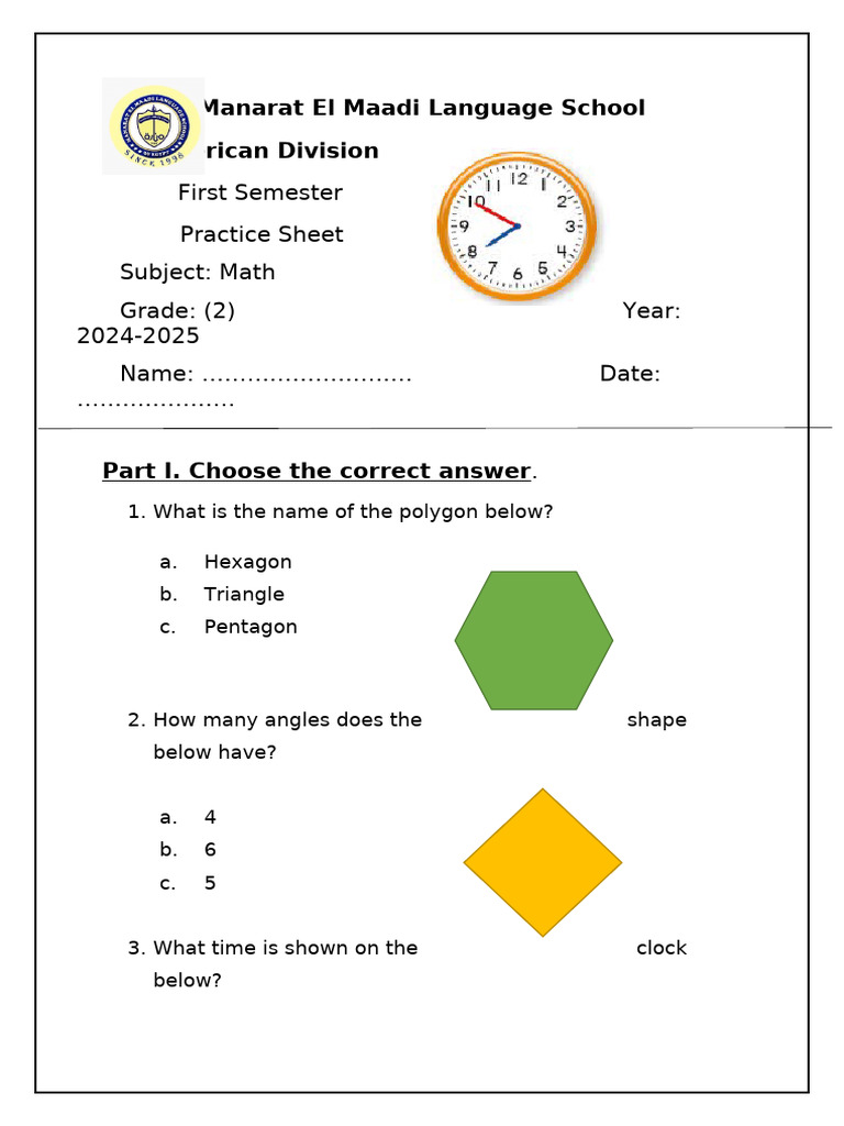 PracticeWorksheetforFinals(g2.2024 2025)0 | PDF | Polygon | Convex Geometry