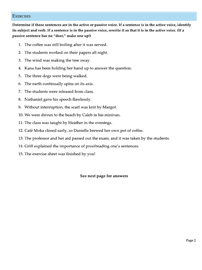 Active&Passive Voice Worksheet | PDF