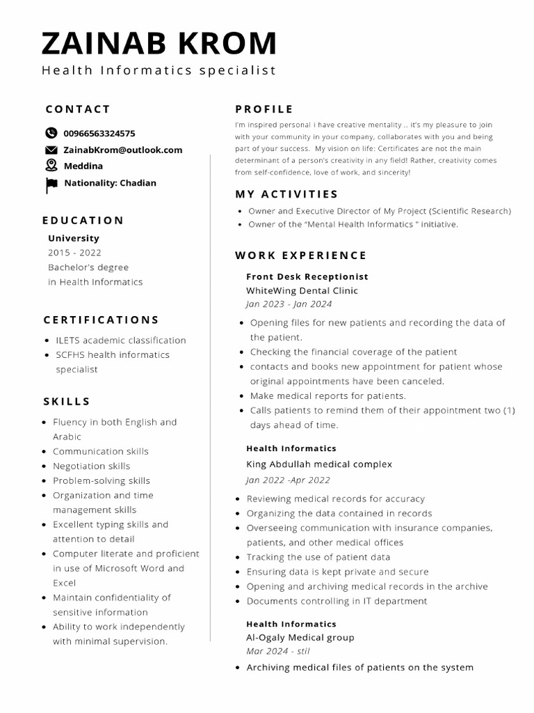 CV Zainab Krom | PDF