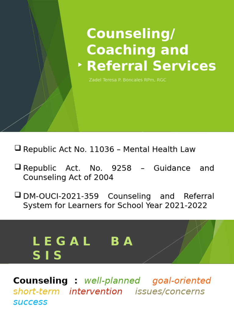 Counseling and Referral Services Guide | PDF | School Counselor ...