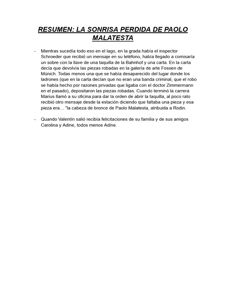 Resumen 2 - La Sonrisa Perdida de Paolo Malatesta | PDF