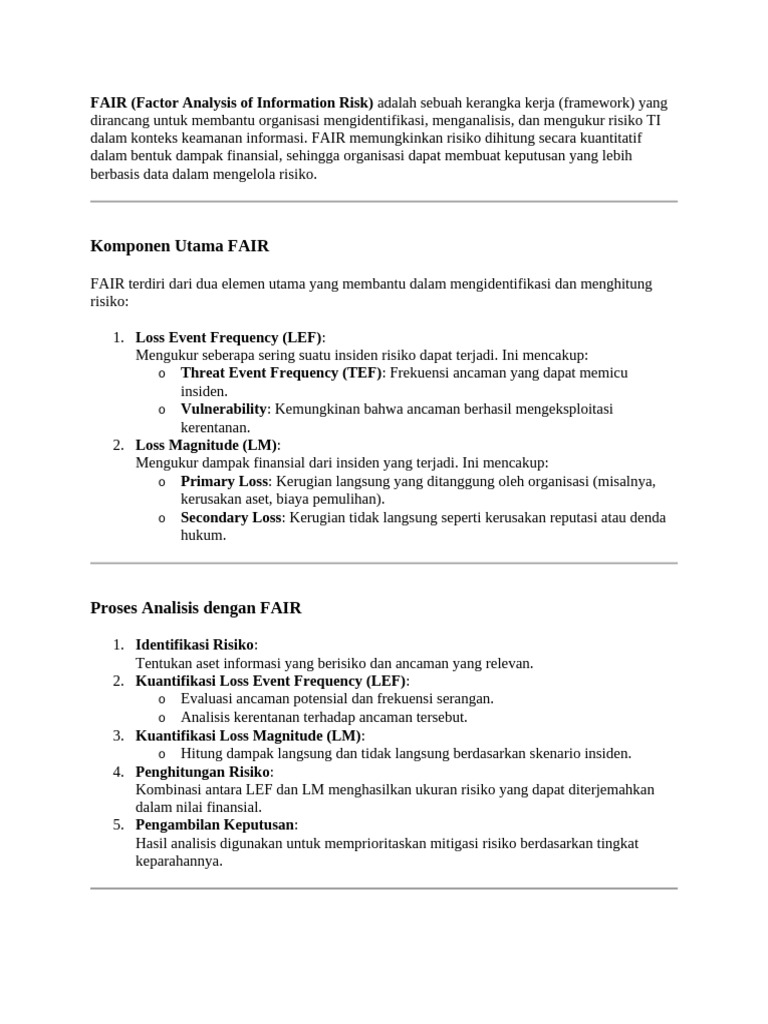 Framework FAIR (Factor Analysis of Information Risk) | PDF