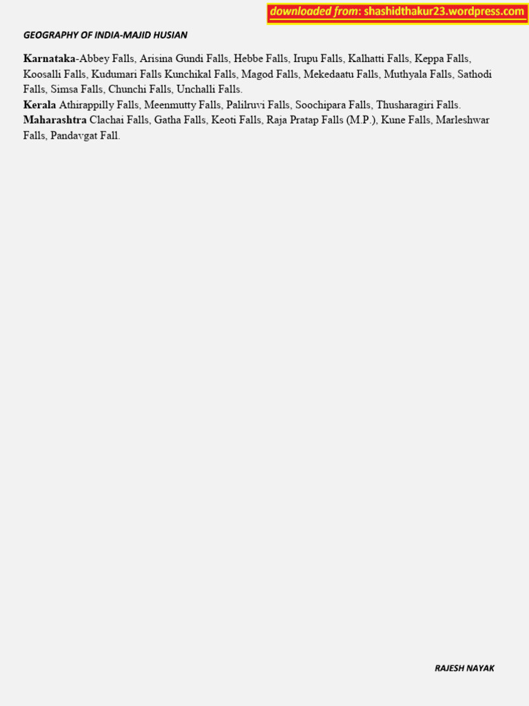 Waterfalls of Southern India | PDF