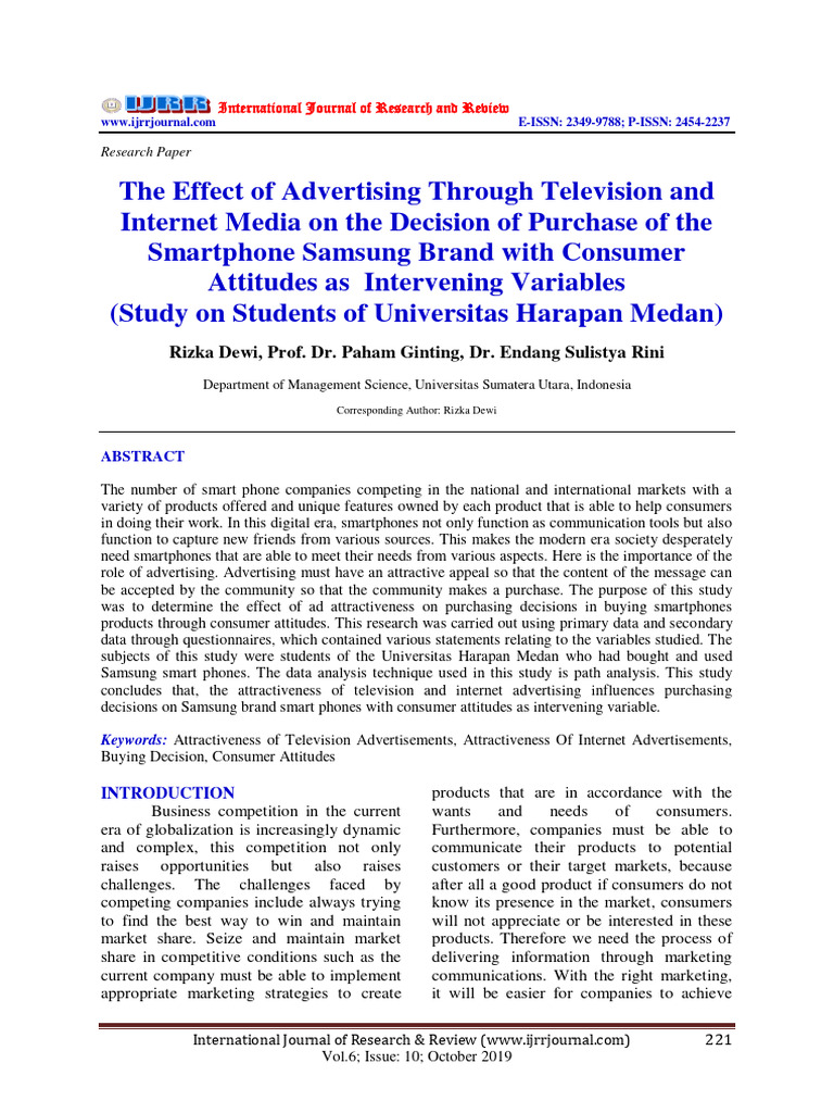 The Effect of Advertising Through Televi | PDF | Coefficient Of ...