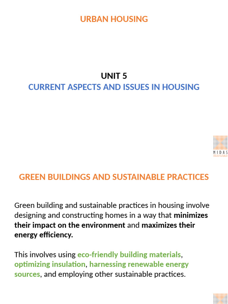 Unit 5 - Current Aspects and Issues in Housing | PDF | Green Building ...