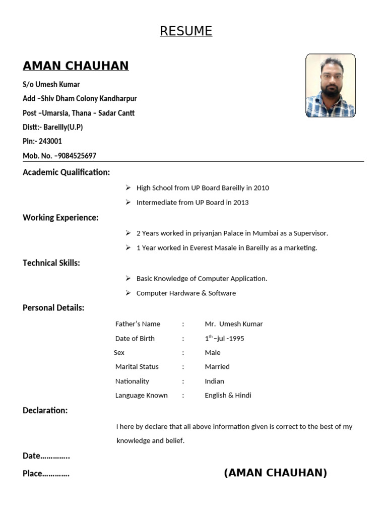 Resume of Aman | PDF
