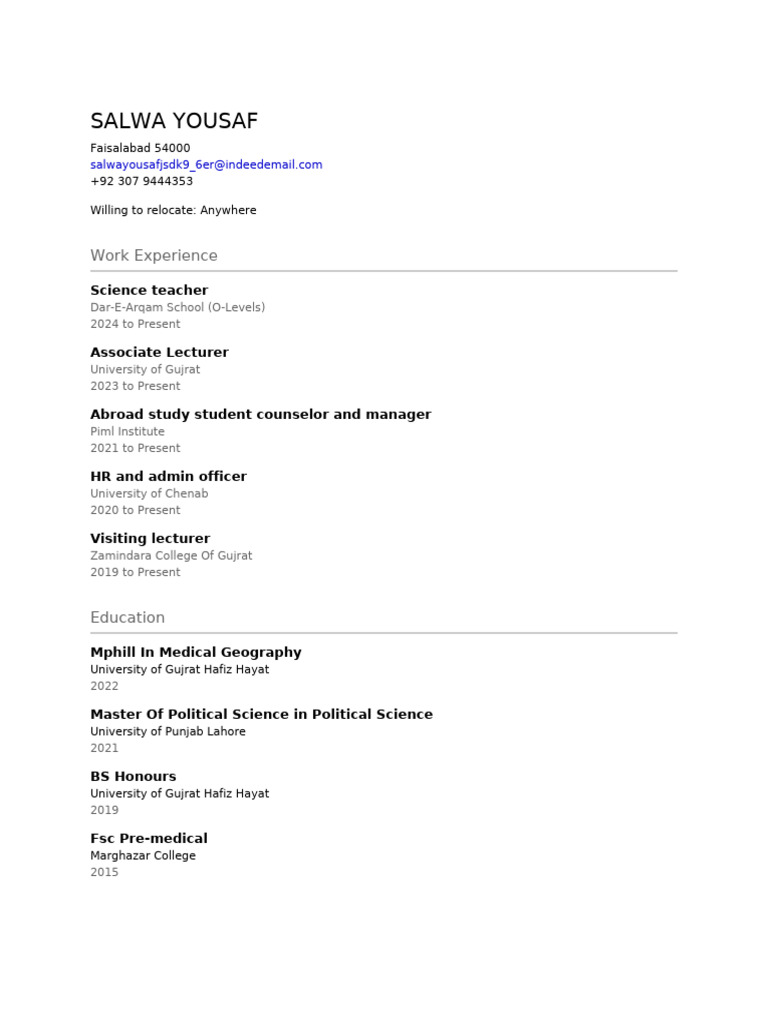 Cv Salwa You Saf | PDF