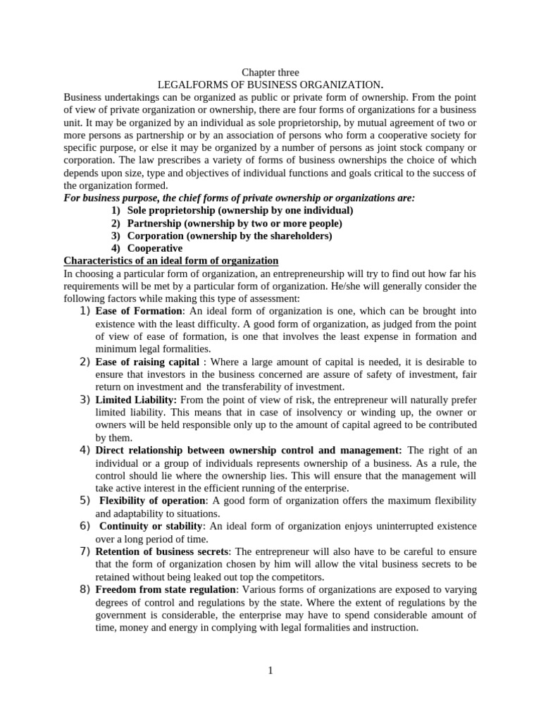 Forms of Business Ownership | PDF | Partnership | Cooperative