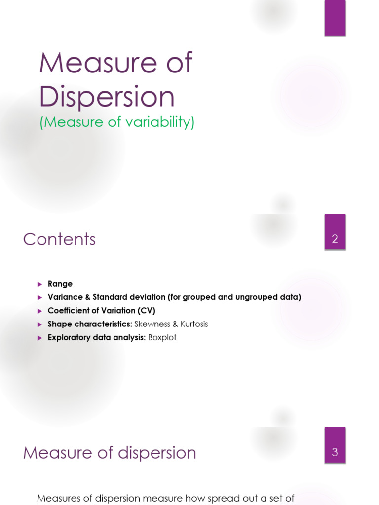 5. Measure of Dispersion (STA102) | PDF | Coefficient Of Variation ...