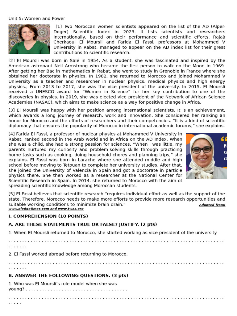 Women and Power Reading | PDF | Morocco | Science