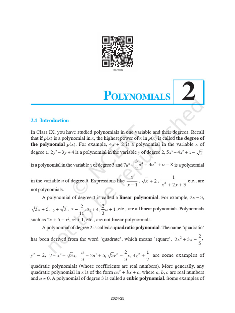 Chap-2 (8th Nov.) | PDF | Polynomial | Quadratic Equation