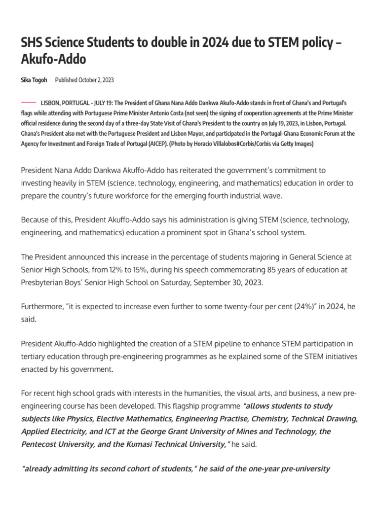 Ghana's STEM Education Initiatives 2023 | PDF | Science, Technology ...