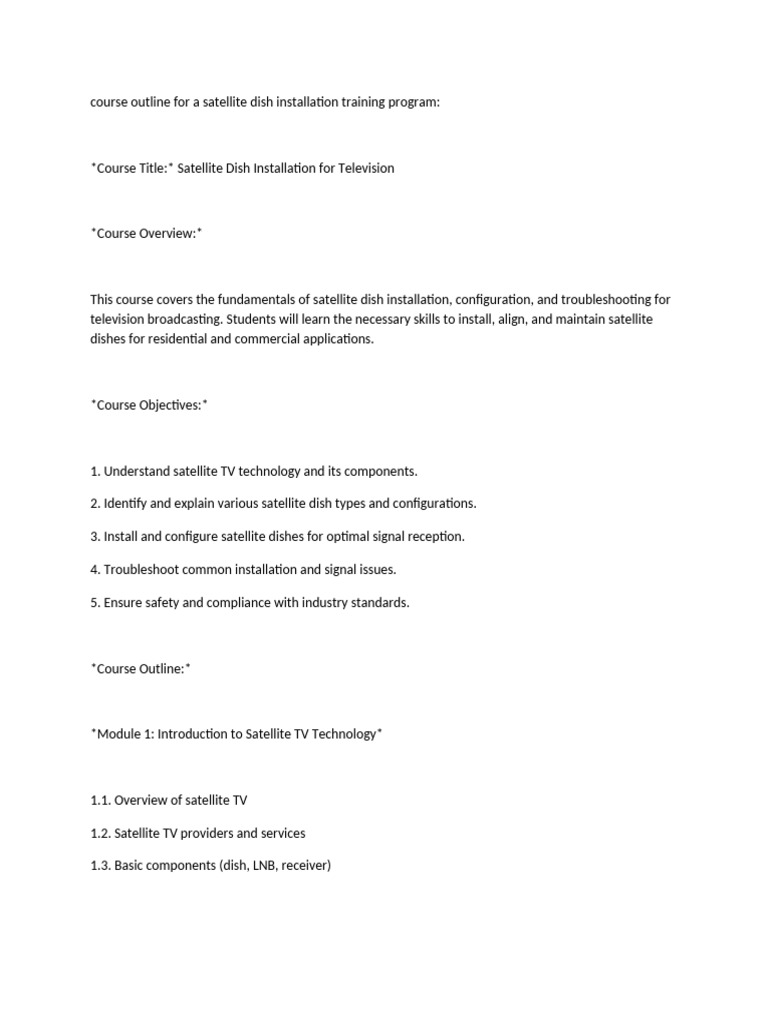 Satellite Dish Installation Manual 1 | PDF | Satellite Television ...