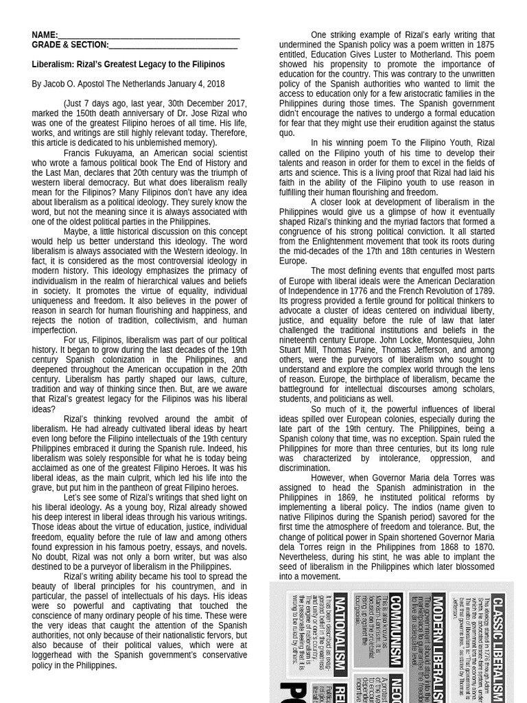 Polgov 2ND Activity | PDF | Liberalism | Philippines