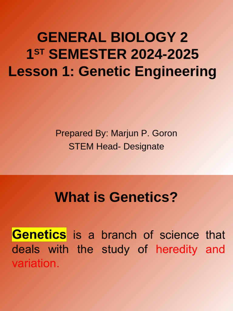 Lesson 1 Genetic Engineering | PDF | Genetic Engineering | Recombinant Dna