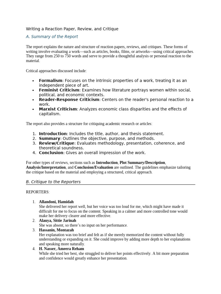Reaction Paper | PDF | Methodology | Experiment