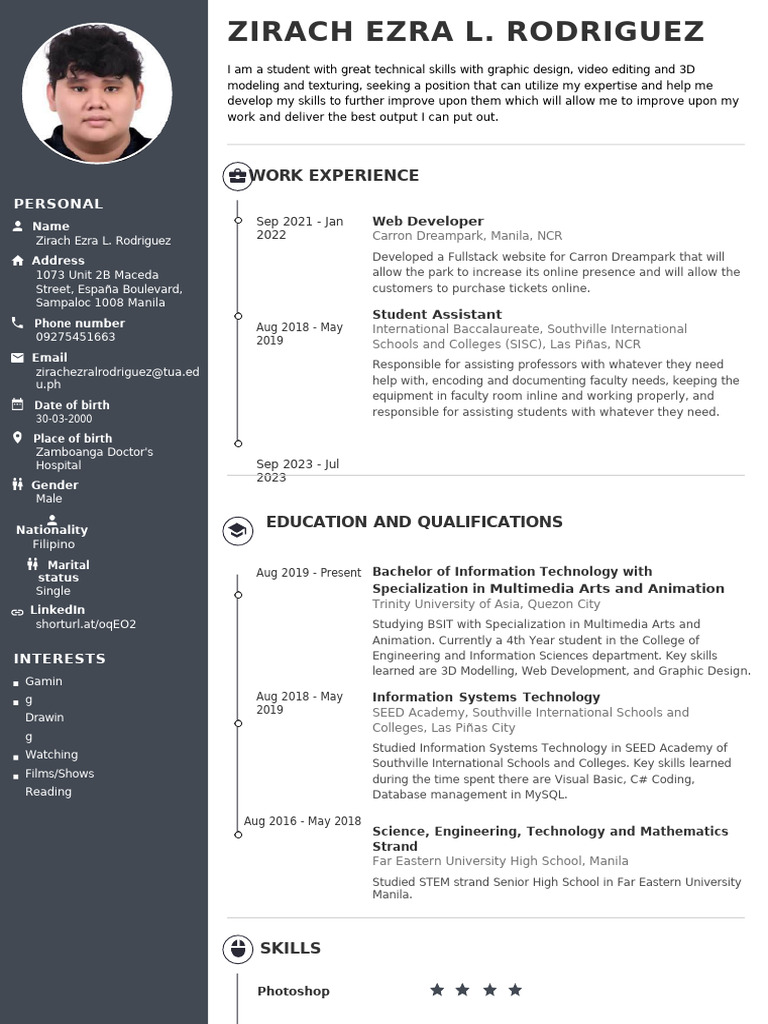 CV Zirach Ezra L. Rodriguez 1 1 | PDF | Computing | Software
