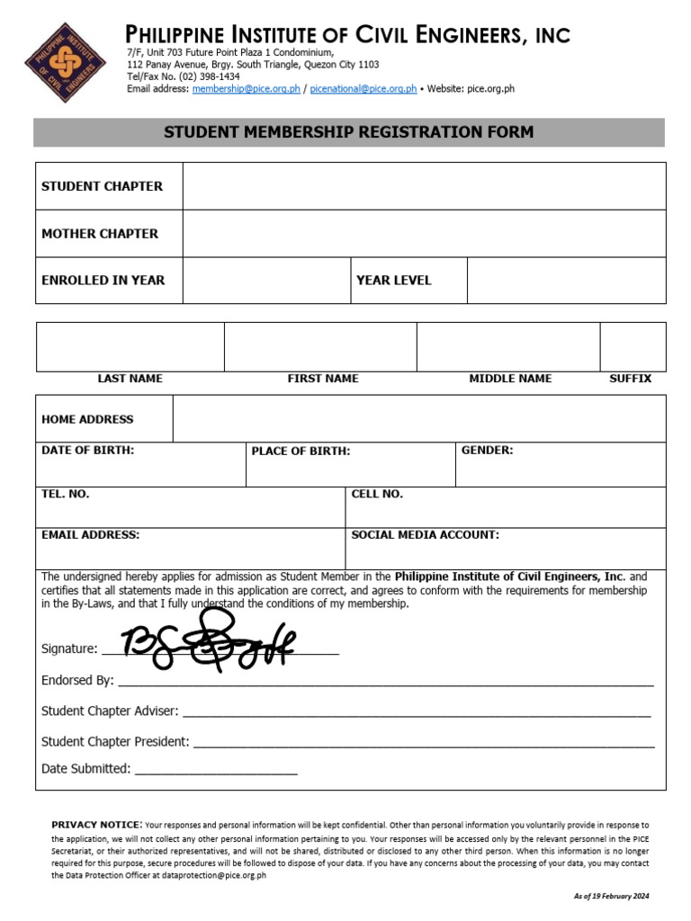 Student Membership Form 2024 | PDF | Justice | Crime & Violence