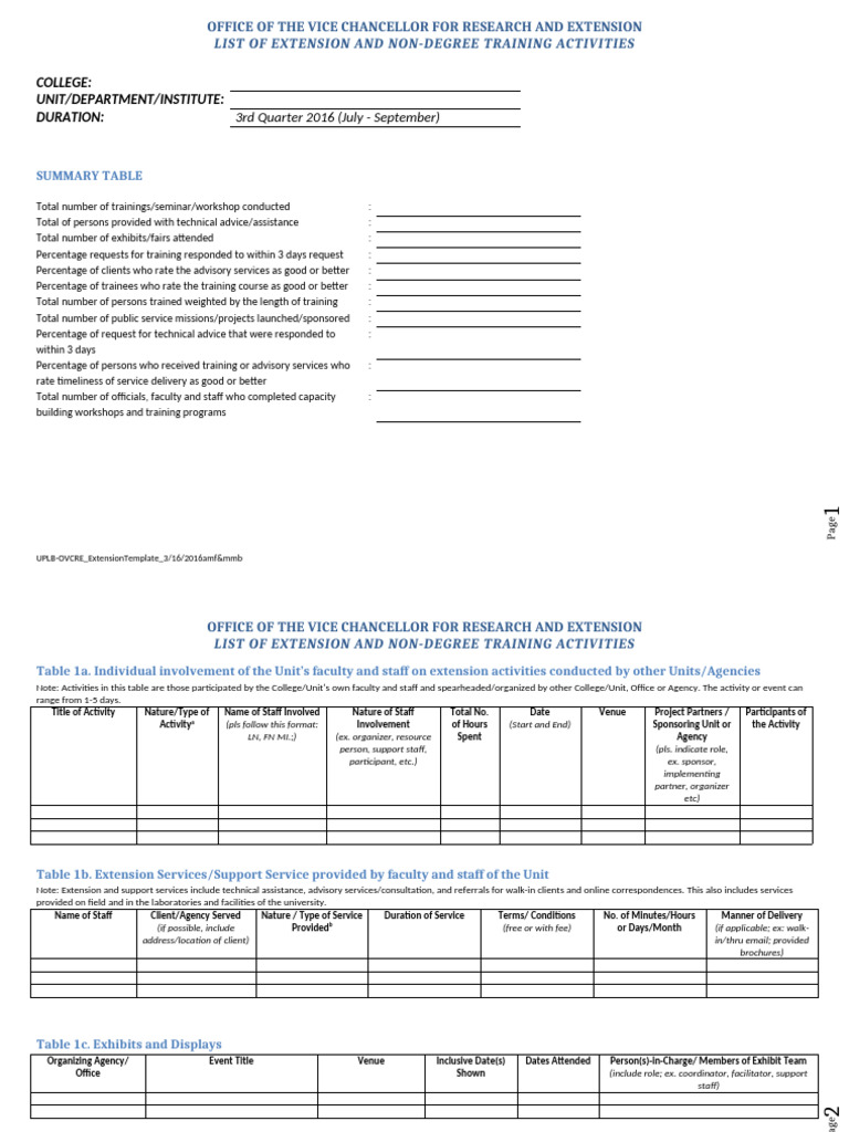 List of Extension Activities - Tables - Forms - 091316 | PDF | Books ...