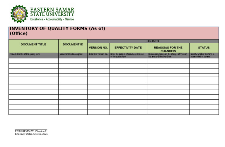 Quality Forms Inventory Overview | PDF